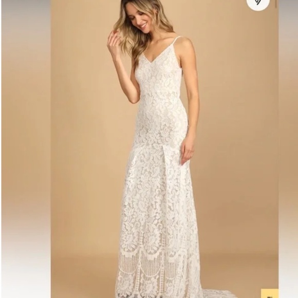 Lulus | Dresses | Lulus Flynn White Lace Boho Wedding Dress Small ...